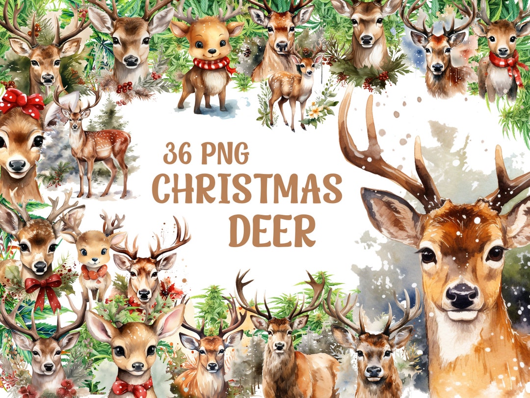 Watercolor Reindeer Clipart, Christmas Png Design, Reindeer Png ...