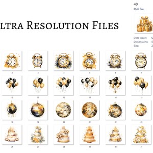 Watercolor New Year Clipart, Celebration Clipart, Happy New Year Png ...