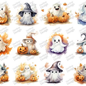 Watercolor Cute Ghost Clipart, Halloween Clipart, Halloween Ghost Png ...