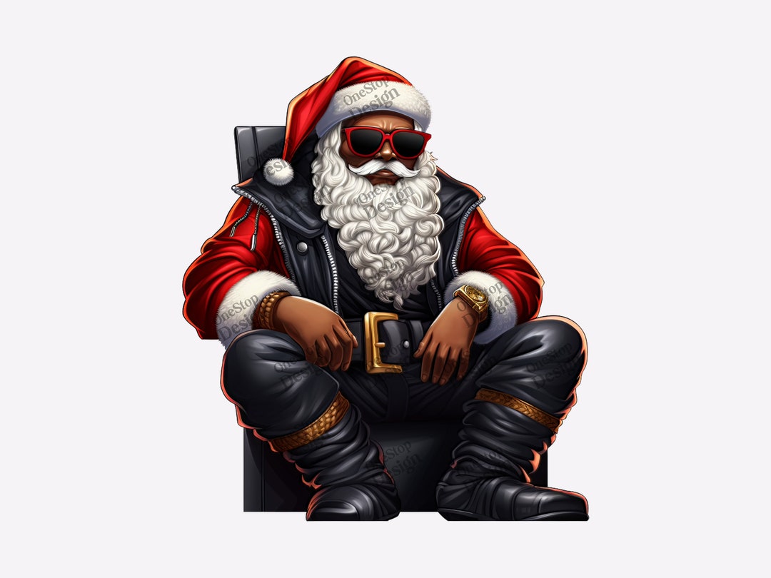Black Santa Png, Christmas Sublimation, Black Mr Claus, Black Santa ...