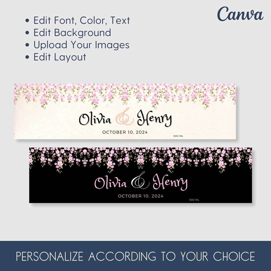 Personalized Wedding Water Bottle Labels, DIY Bottle Labels, Bride and ...