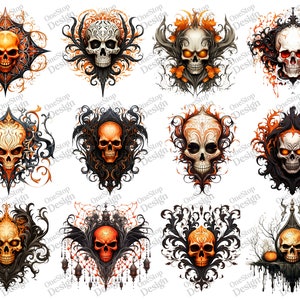 Watercolor Halloween Skull Png, Skull Sublimation, Halloween Png Bundle ...