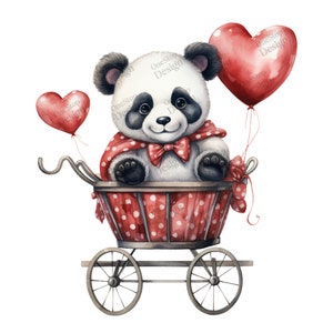 Watercolor Valentine Panda Clipart, Love Clipart, Cute Panda Png, Baby ...