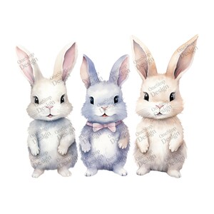 Watercolor Easter Bunny Clipart, Easter Png Design, Cute Bunny Clipart ...