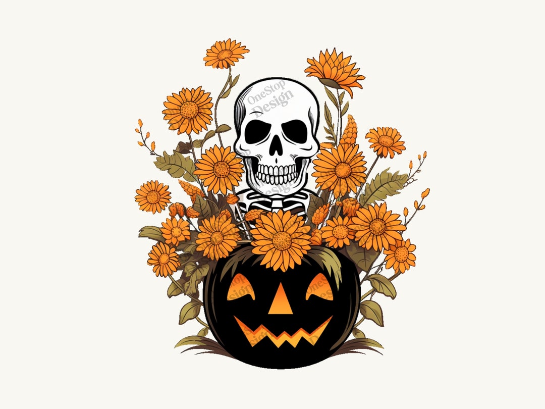 Watercolor Fall Skeleton Clipart, Fall Sublimation Png, Fall Skull Png ...