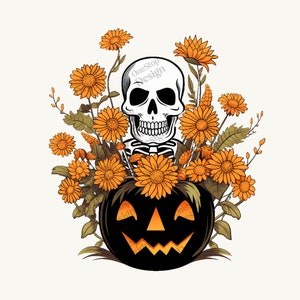 Watercolor Fall Skeleton Clipart, Fall Sublimation Png, Fall Skull Png ...