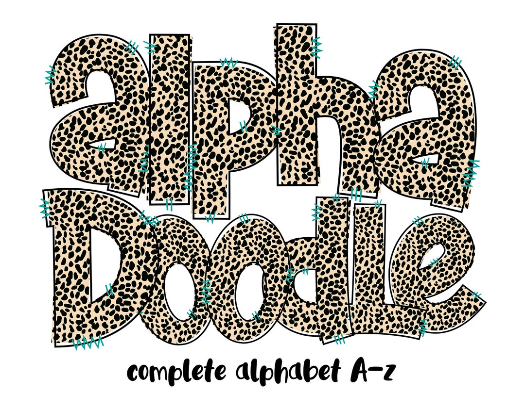 Leopard Print Doodle Font Clipart, Animal Print Font, Cheetah Font Png ...