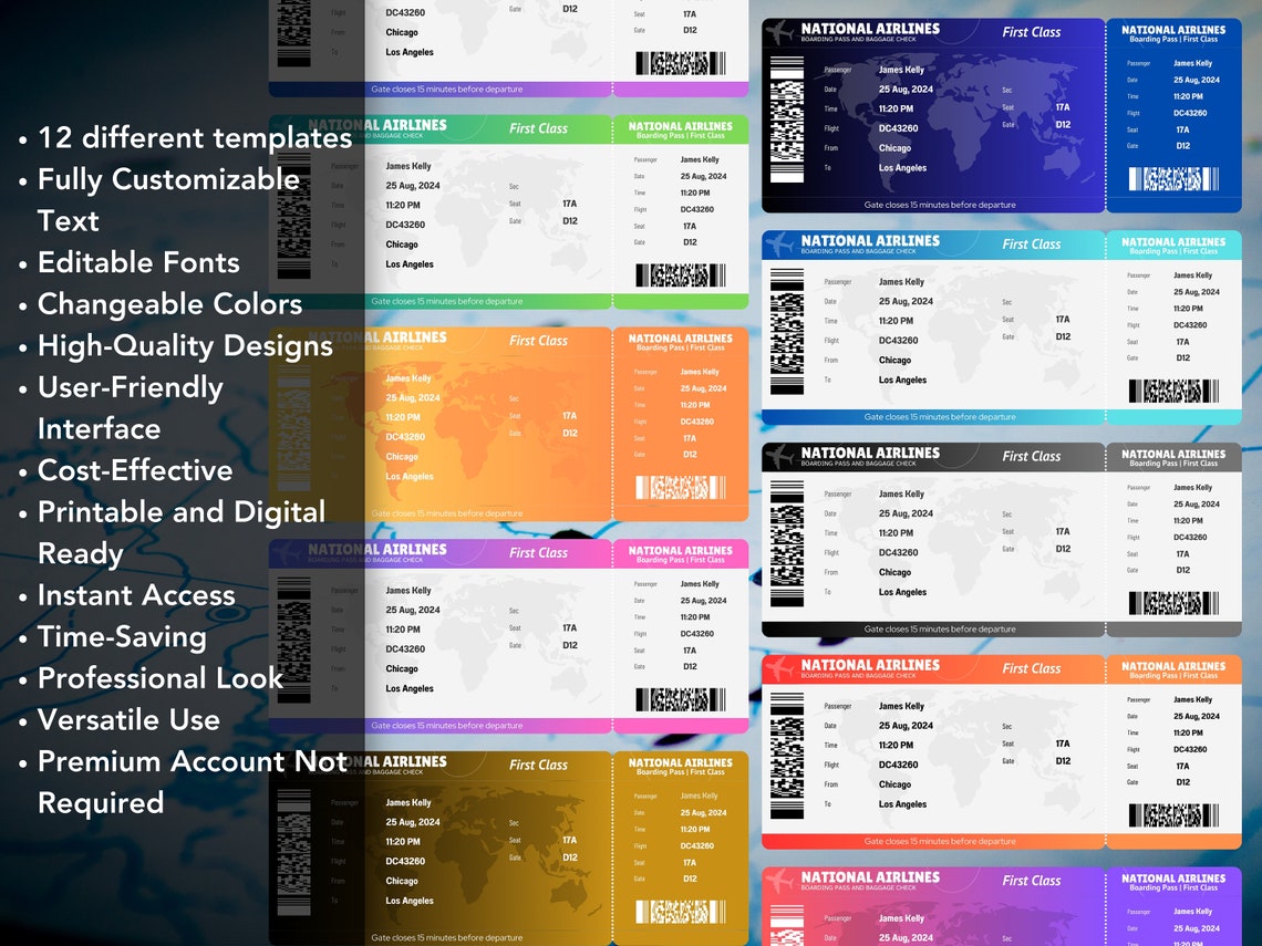 Customizable Boarding Pass Template, Editable Canva Template, Easy to ...