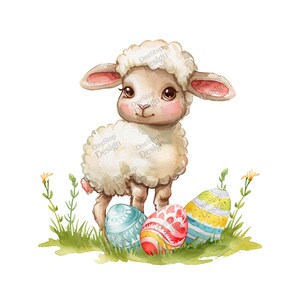 Watercolor Easter Lamb Clipart, Cute Sheep Clipart, Spring Lamb Clipart ...