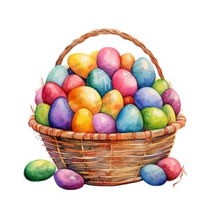 Watercolor Easter Basket Clipart, Easter Day Png, Eggs Basket Png ...