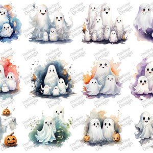 Watercolor Cute Ghost Clipart, Halloween Clipart, Halloween Ghost Png ...