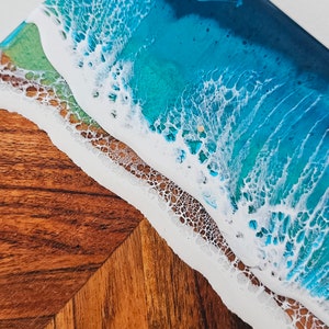 Resin Art Ocean Waves Serving Platter or Cheese Board on Acacia Wood - Etsy