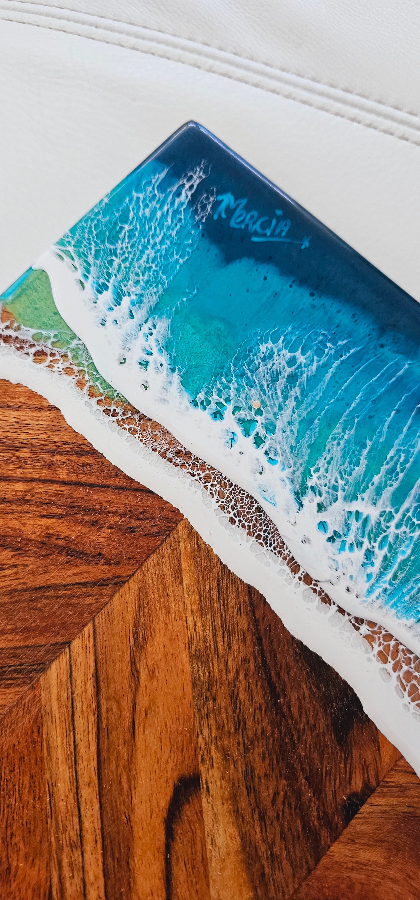 Resin Art Ocean Waves Serving Platter or Cheese Board on Acacia Wood - Etsy