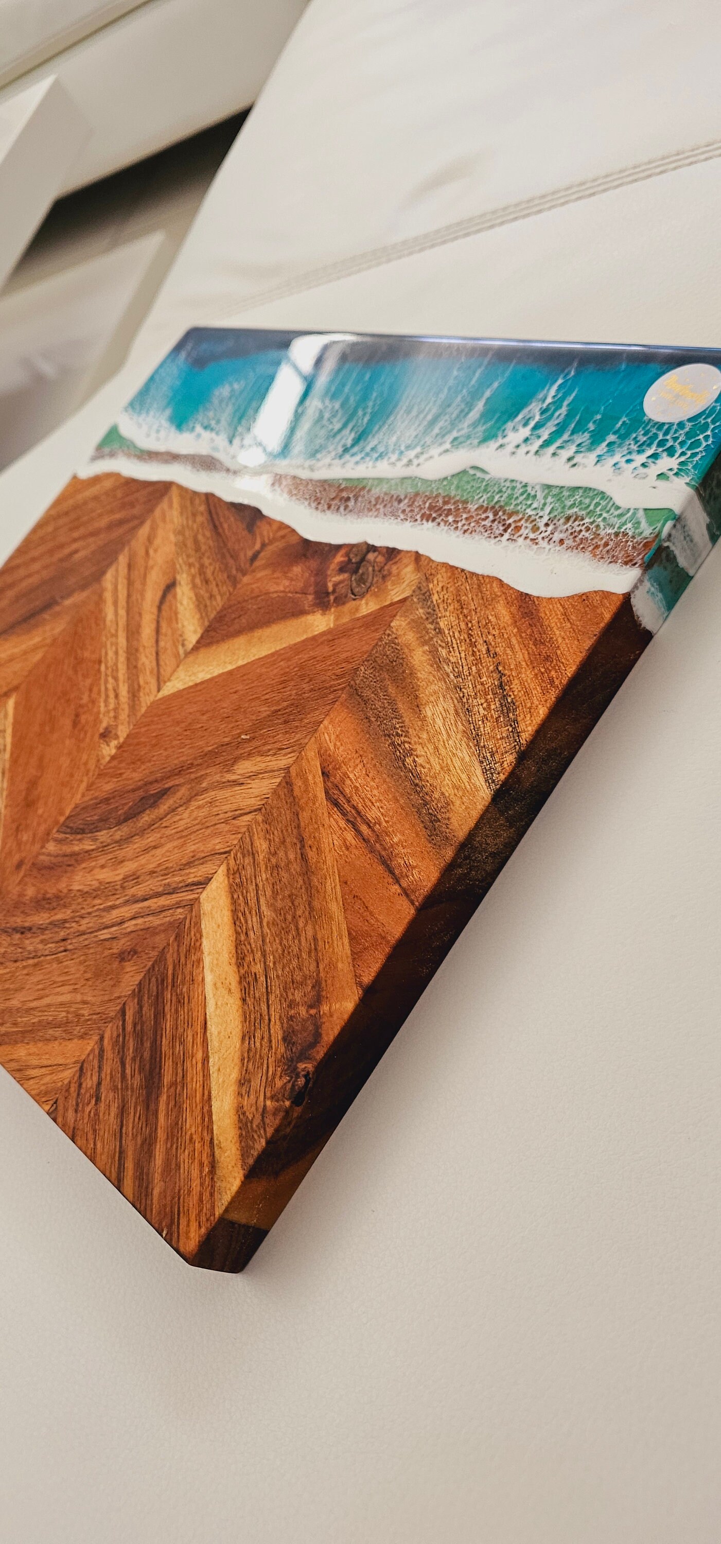 Resin Art Ocean Waves Serving Platter or Cheese Board on Acacia Wood - Etsy