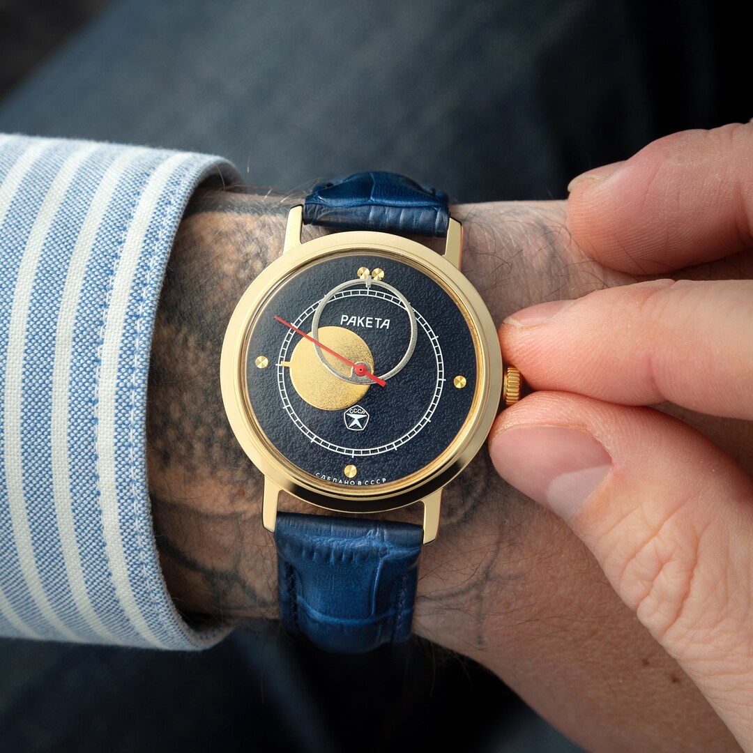 Very Rare Vintage Blue Mens Wrist Watch Raketa Copernicus - Etsy