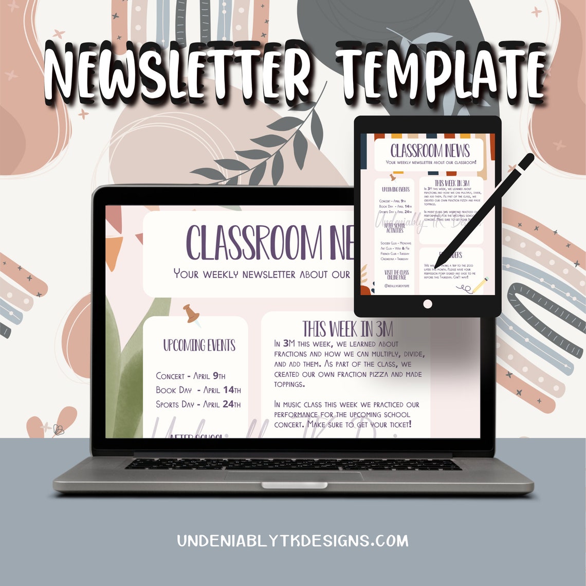 Classroom Newsletter Boho Pastel School Editable Templates - Etsy