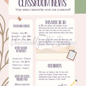 Classroom Newsletter, Boho Pastel, School, Editable Templates, Back to ...