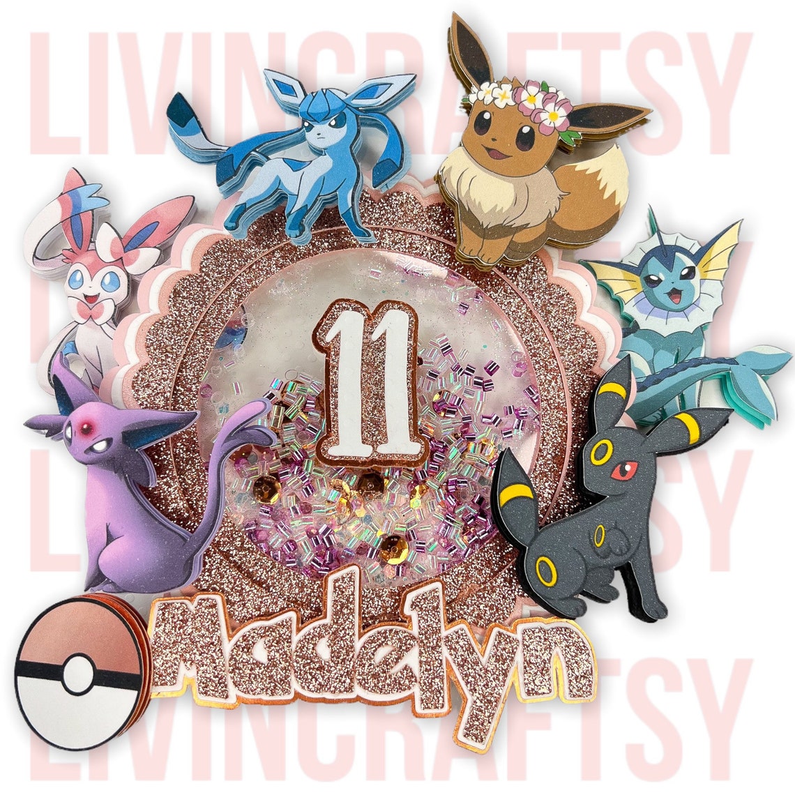 Pokemon Girly Girl Rose Gold Caketopper Umbreon Pikachu - Etsy