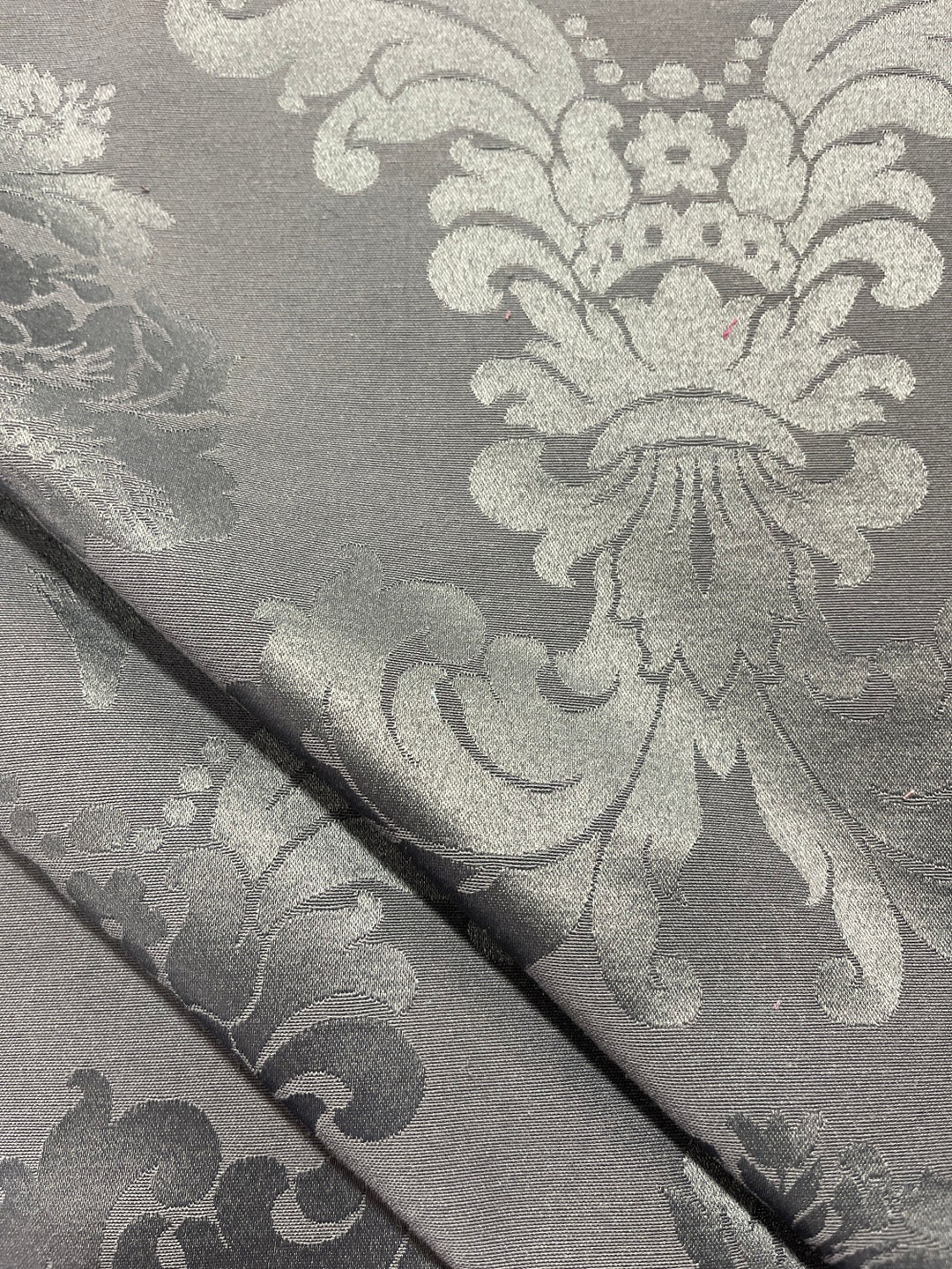 Silver Damascus-silver Upholstery-silver Damask-damascus -damask Fabric ...