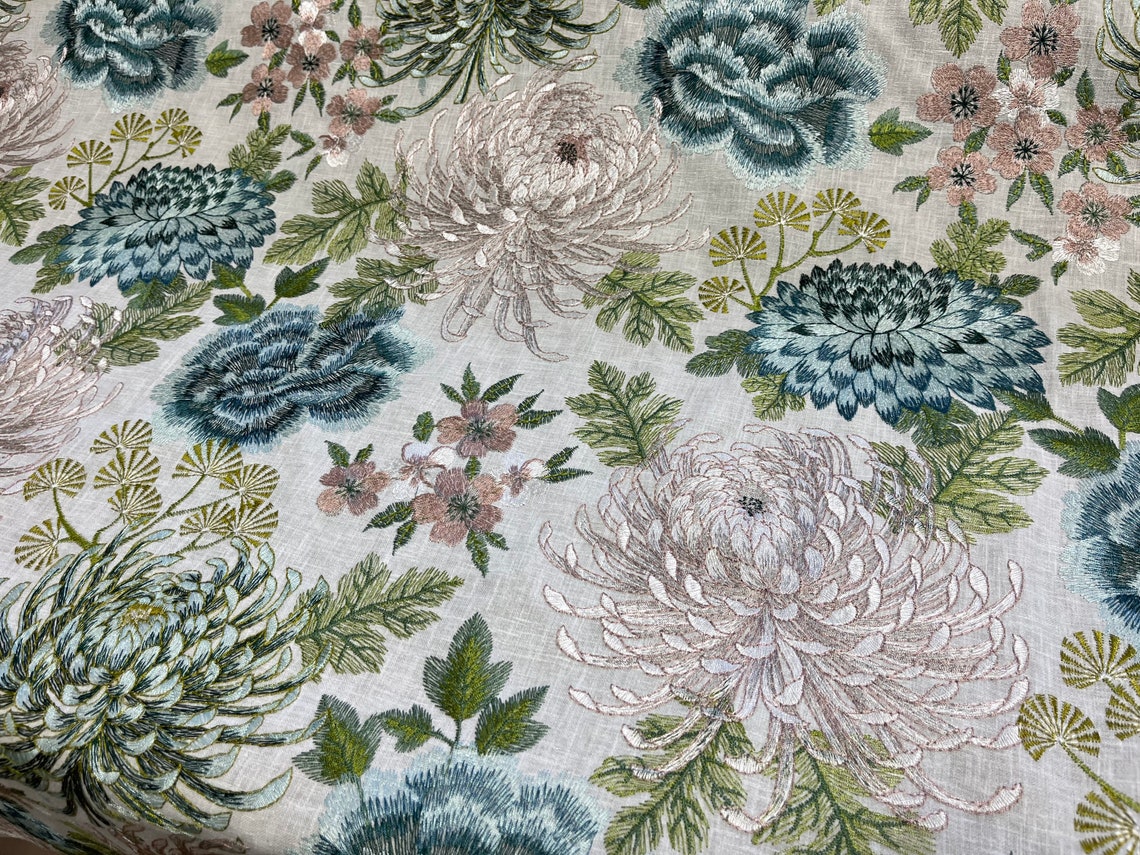 Embroidered Floral embroidered Fabric-floral - Etsy