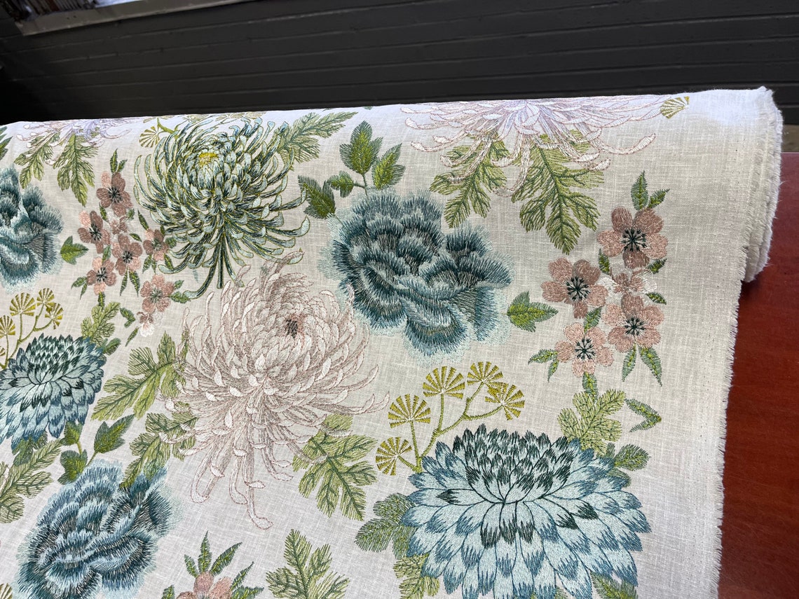 Embroidered Floral embroidered Fabric-floral - Etsy