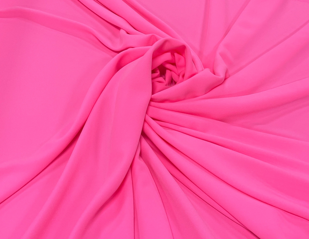 Neon Pink Crepe Fabric-crepe Fabric-poly Crepe-bridal Fabric-apparel ...