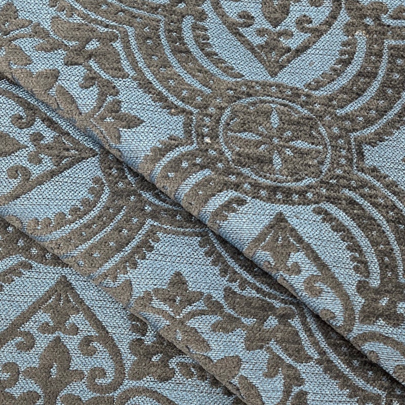 Blue Damask Fabric - Etsy