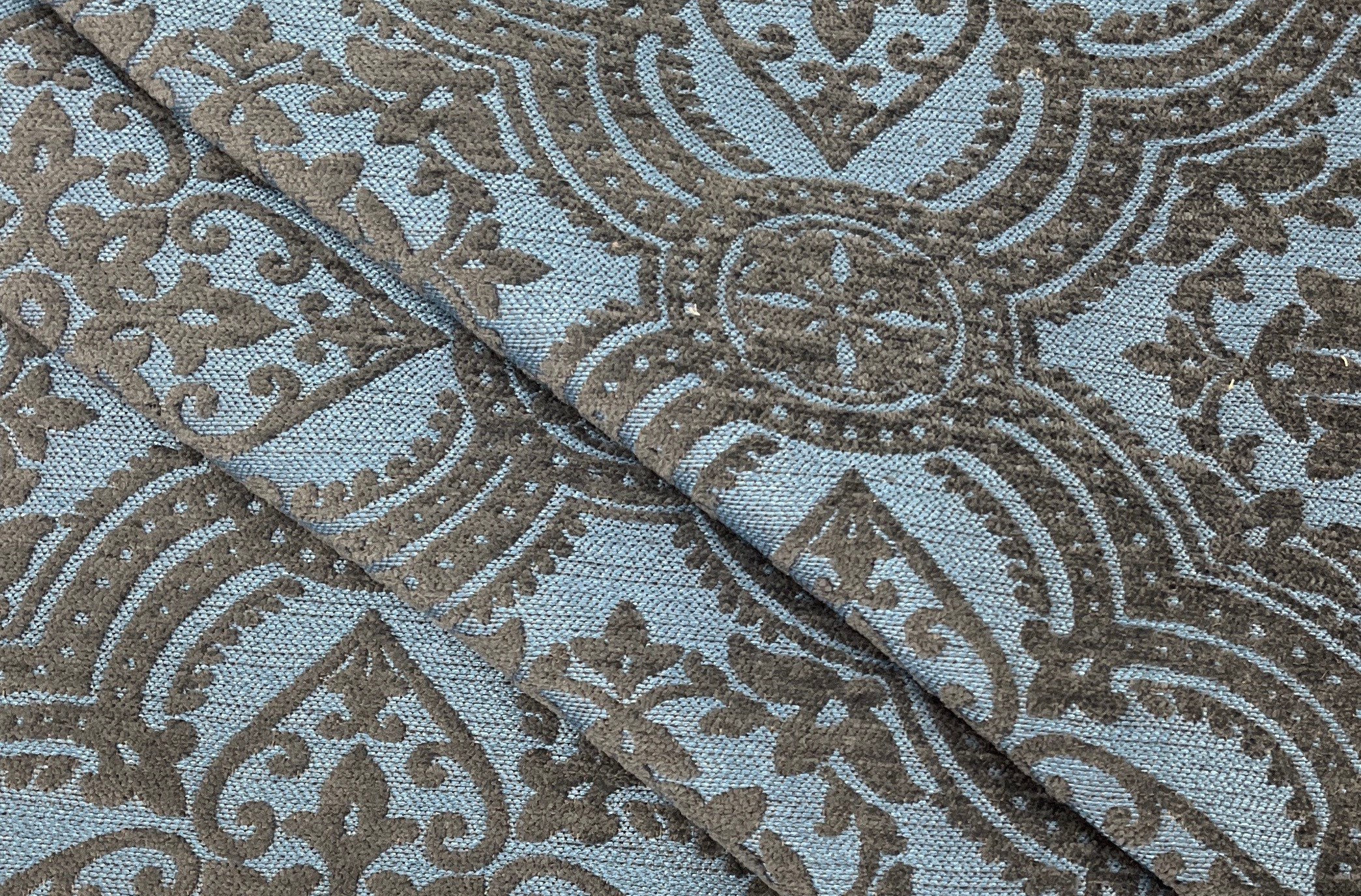 Blue Damascus Fabric-damascus-blue Damask Fabric-damask - Etsy