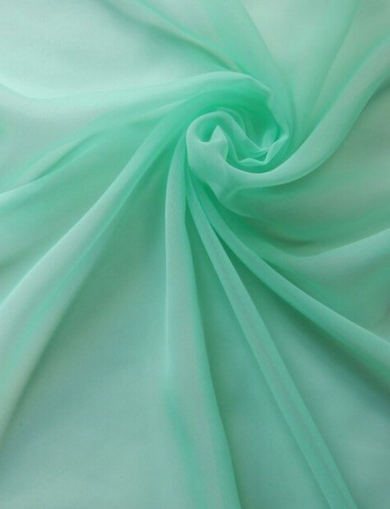 Mint Poly Chiffon Fabric-mint Poly Chiffon-45 Polyester - Etsy