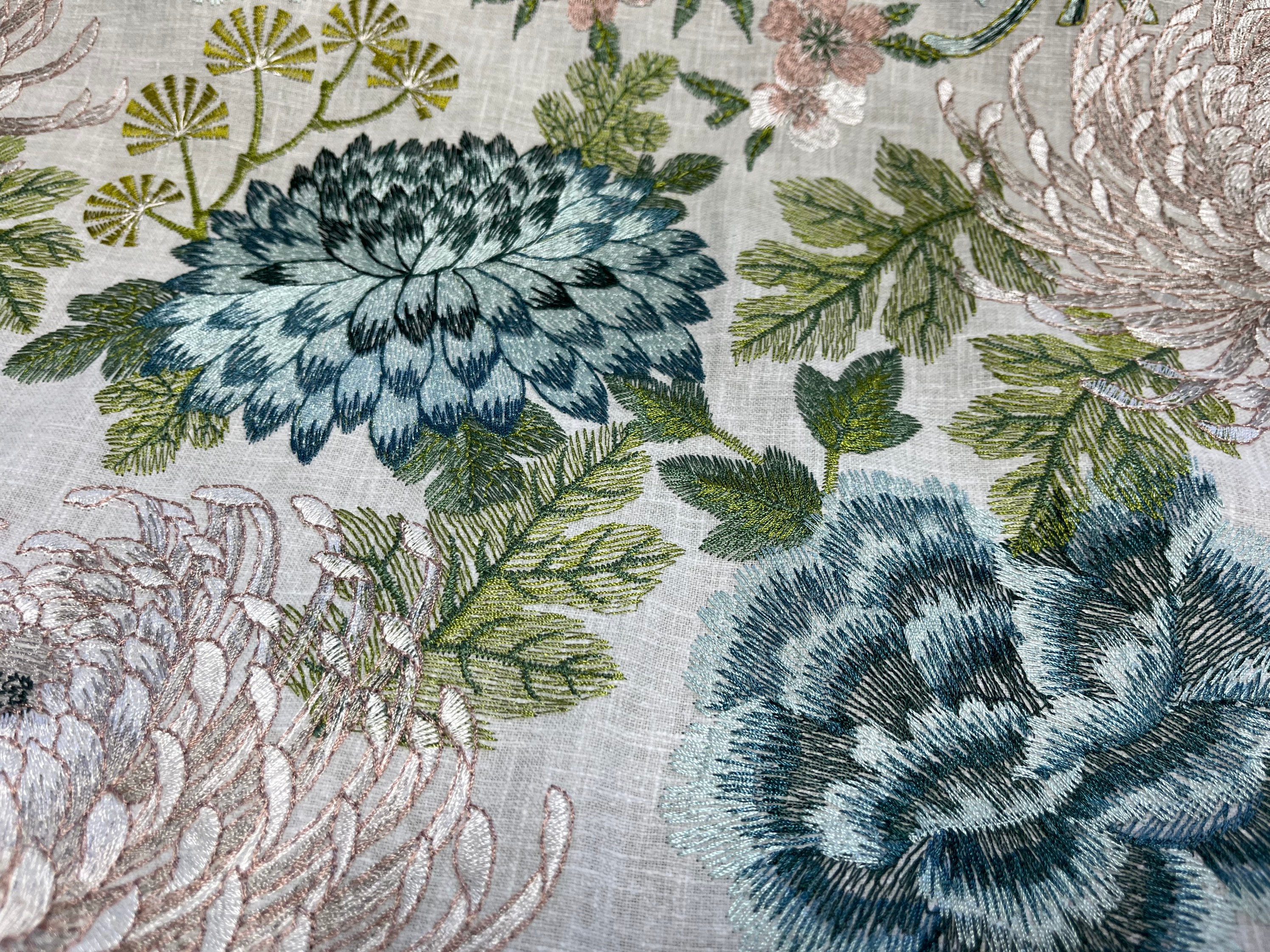 Embroidered Floral embroidered Fabric-floral - Etsy