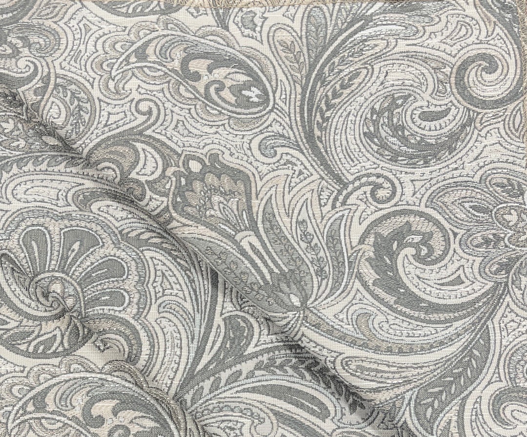 Gray Paisley Fabric-paisley Fabric-upholstery Fabric-commercial Fabric ...