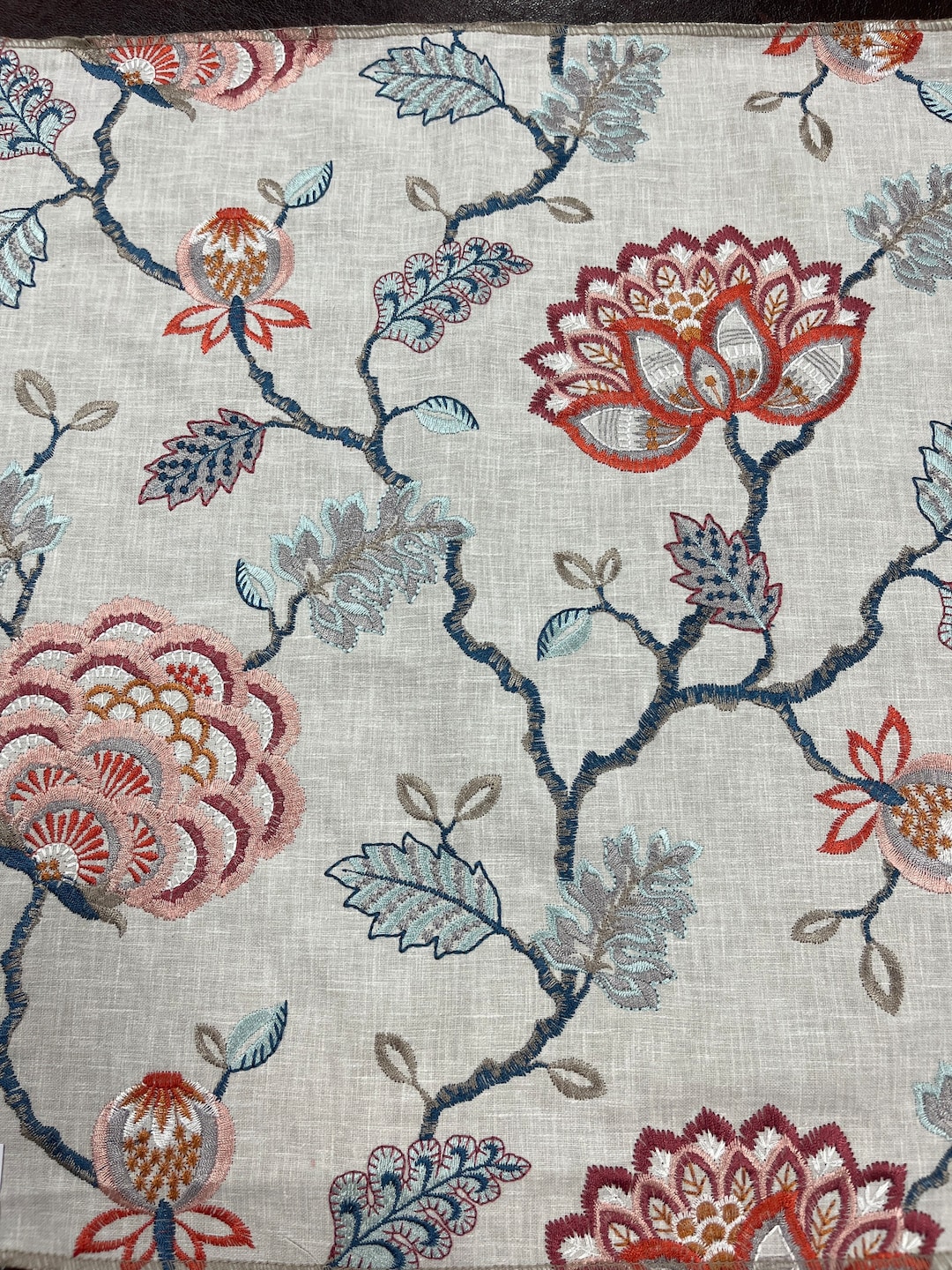 Embroidered Floral -embroidered Fabric-floral Fabric-upholstery Fabric ...