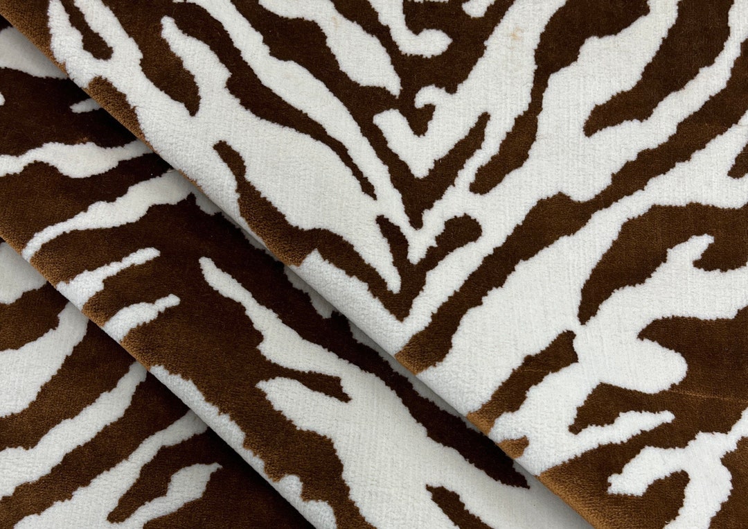 Cognac Tiger Velvet-cream Tiger Velvet-tiger Velvet-animal Print Fabric ...