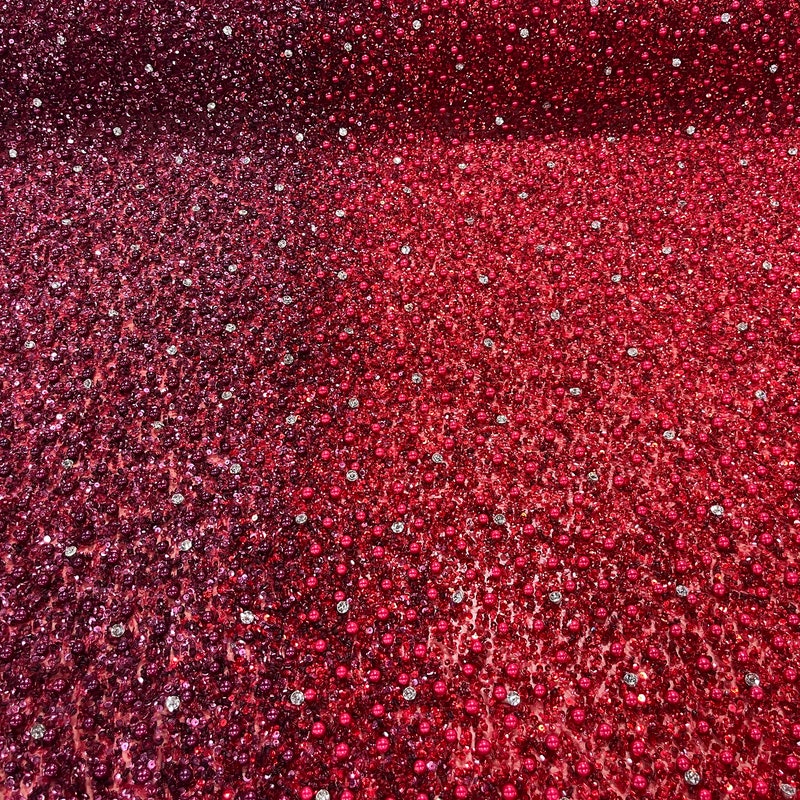 Red Beaded Lace Fabric - Etsy