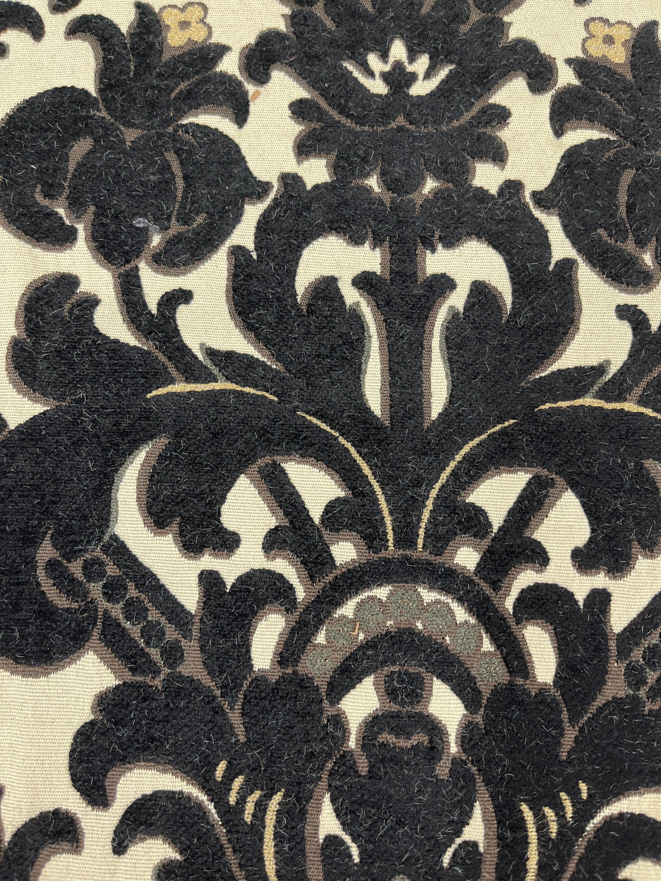 Black And Ivory Damask Fabric
