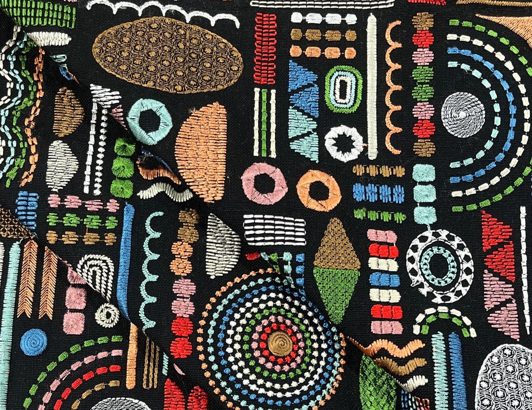Black Embroidered Fabric-embroidered Fabric-upholstery Fabric ...