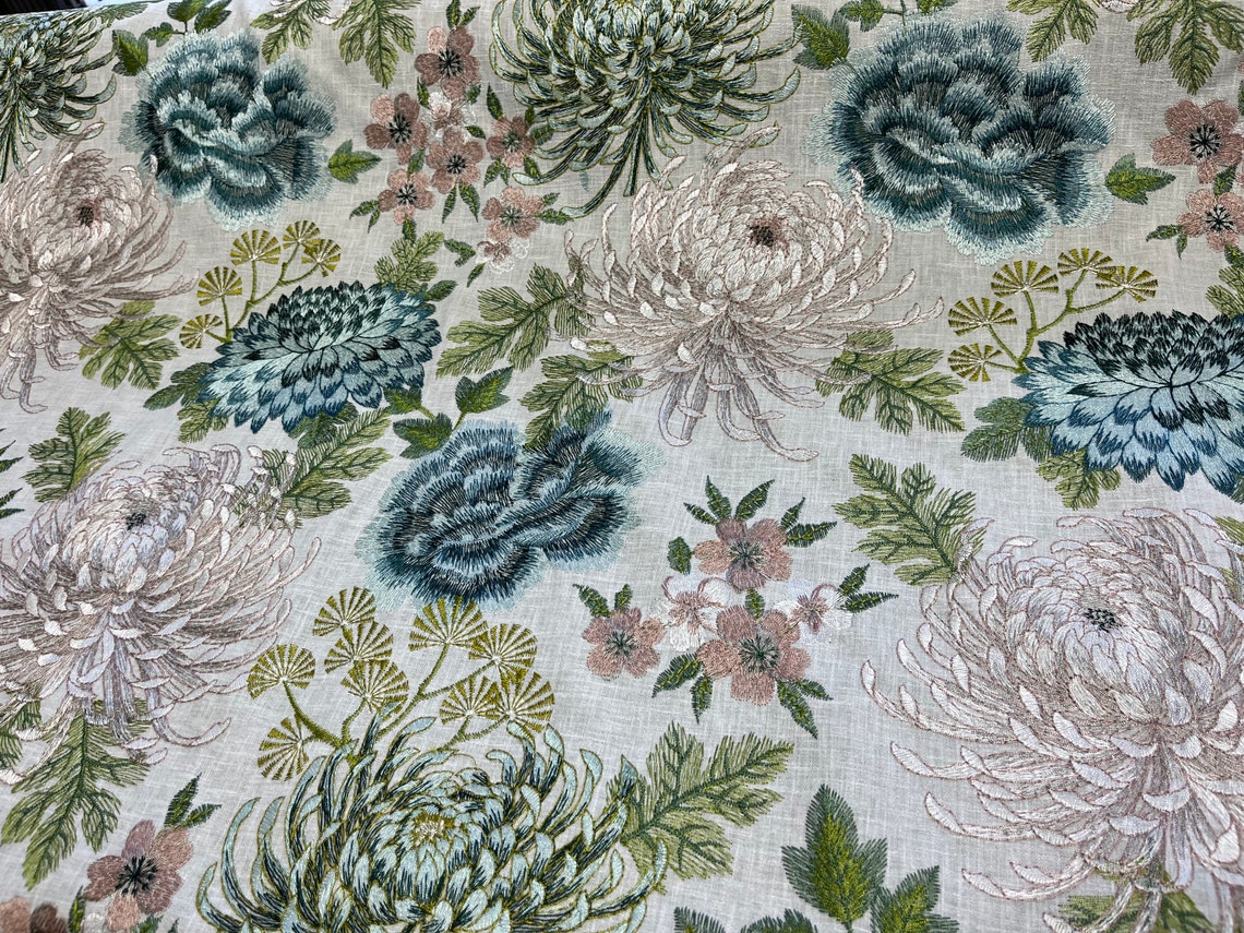 Embroidered Floral embroidered Fabric-floral - Etsy