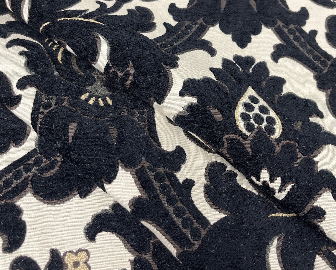 Black Damascus Fabric-damascus-black Damask Fabric-damask - Etsy