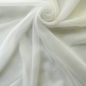 Ivory Poly Chiffon Fabric-ivory Poly Chiffon-45 Polyester Chiffon-poly ...