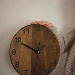 Walnut Wood Wall Clock,12" Round Silent Clock, Unique Wall Art, Small Desk Clock, New Home Gift ...