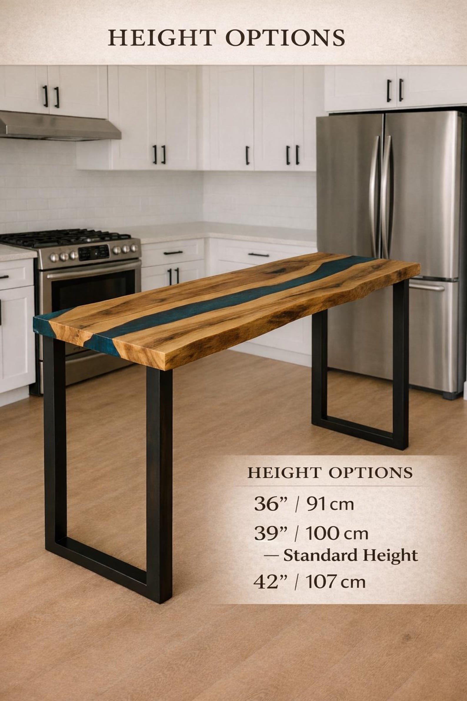 Live Edge Epoxy Resin Bar Table – Custom Walnut Kitchen Island With ...
