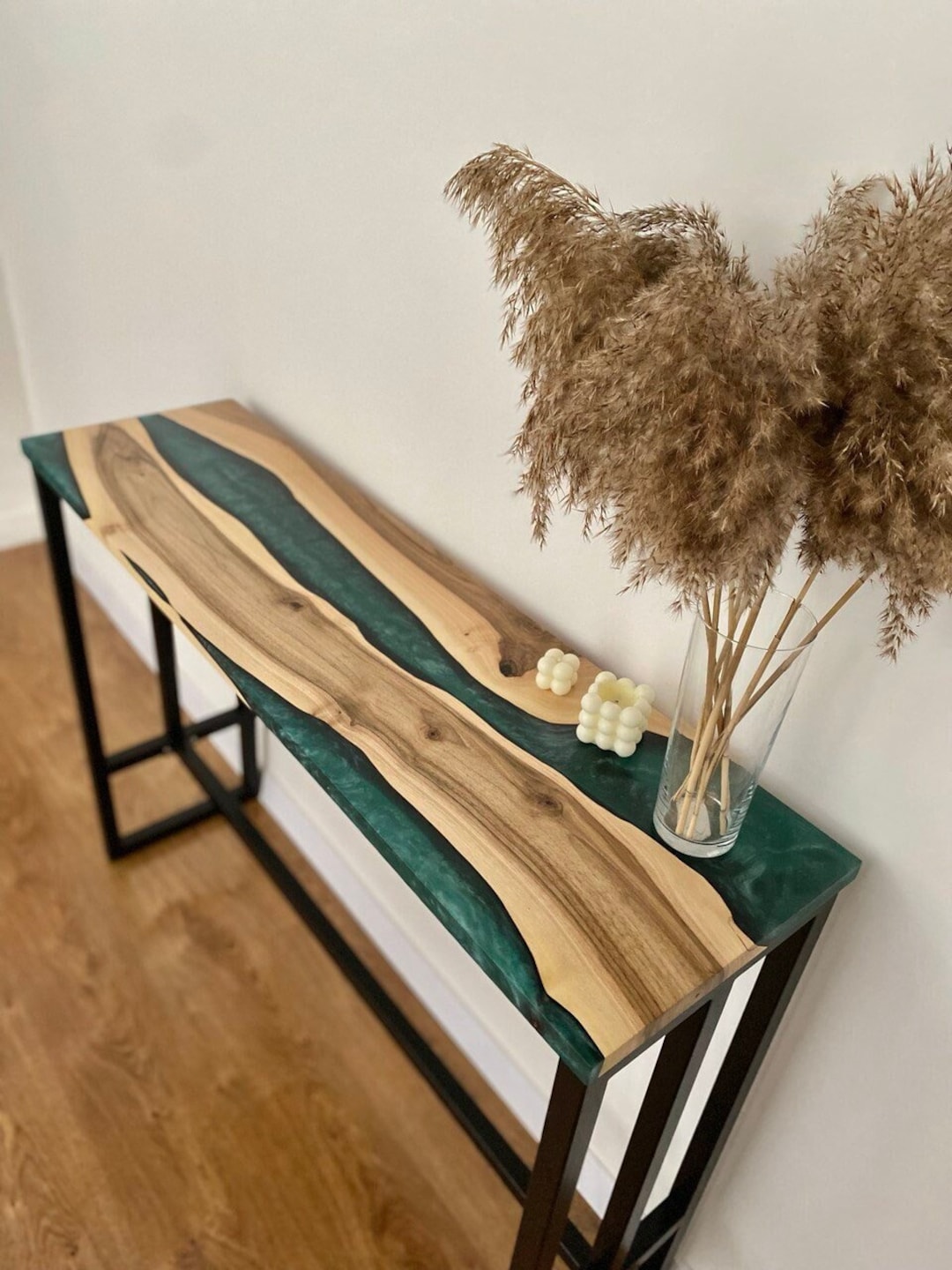 Epoxy Resin Console Table,rustic Pink Console Table,narrow Wood Console ...