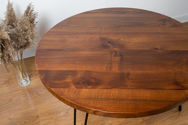 Solid Wood Walnut Table Top, Dining Desk Table Top, Round Wood Coffee ...