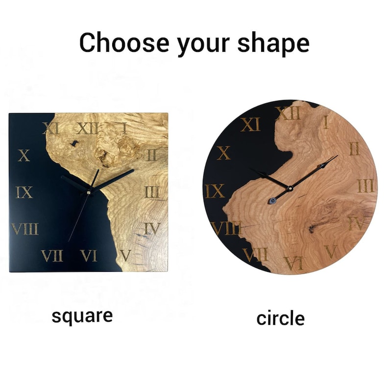 Wood Epoxy Resin Clock Rectangle Modern Wall Clock Cool Wall - Etsy