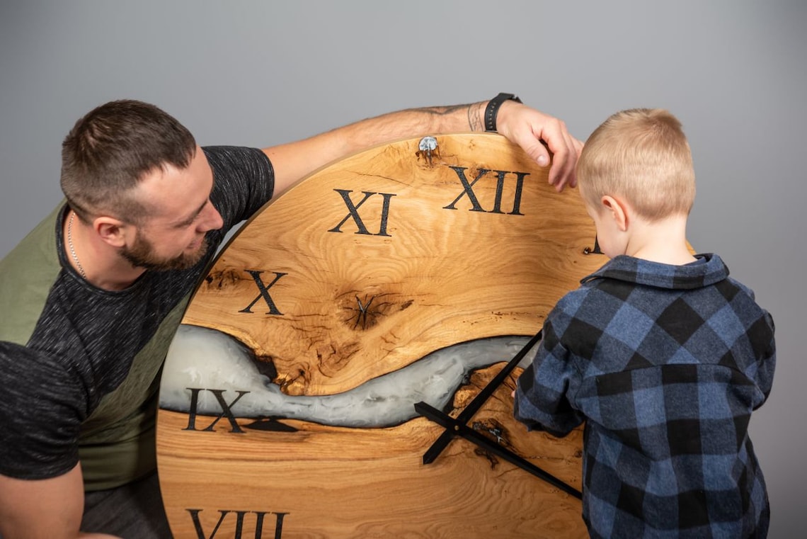 Modern Epoxy Resin Wood Wall Clock Epoxy Kitchen Wall Clock - Etsy