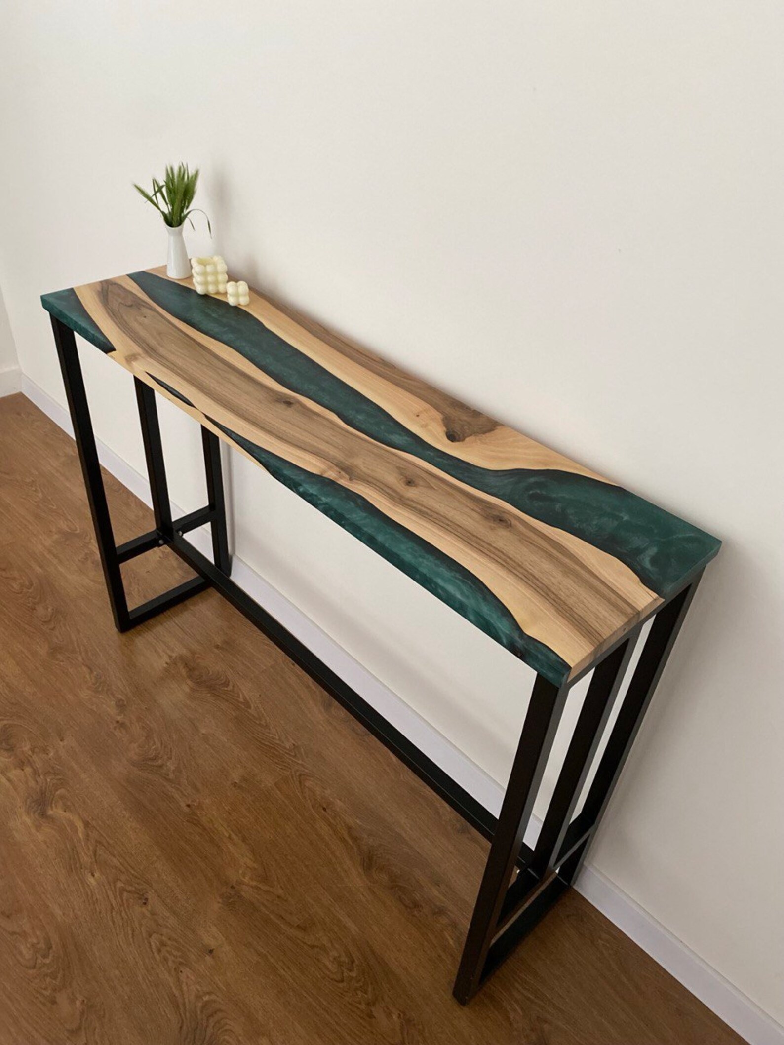 Wood Console Table Live Edge Epoxy Resin Console Tabletv - Etsy
