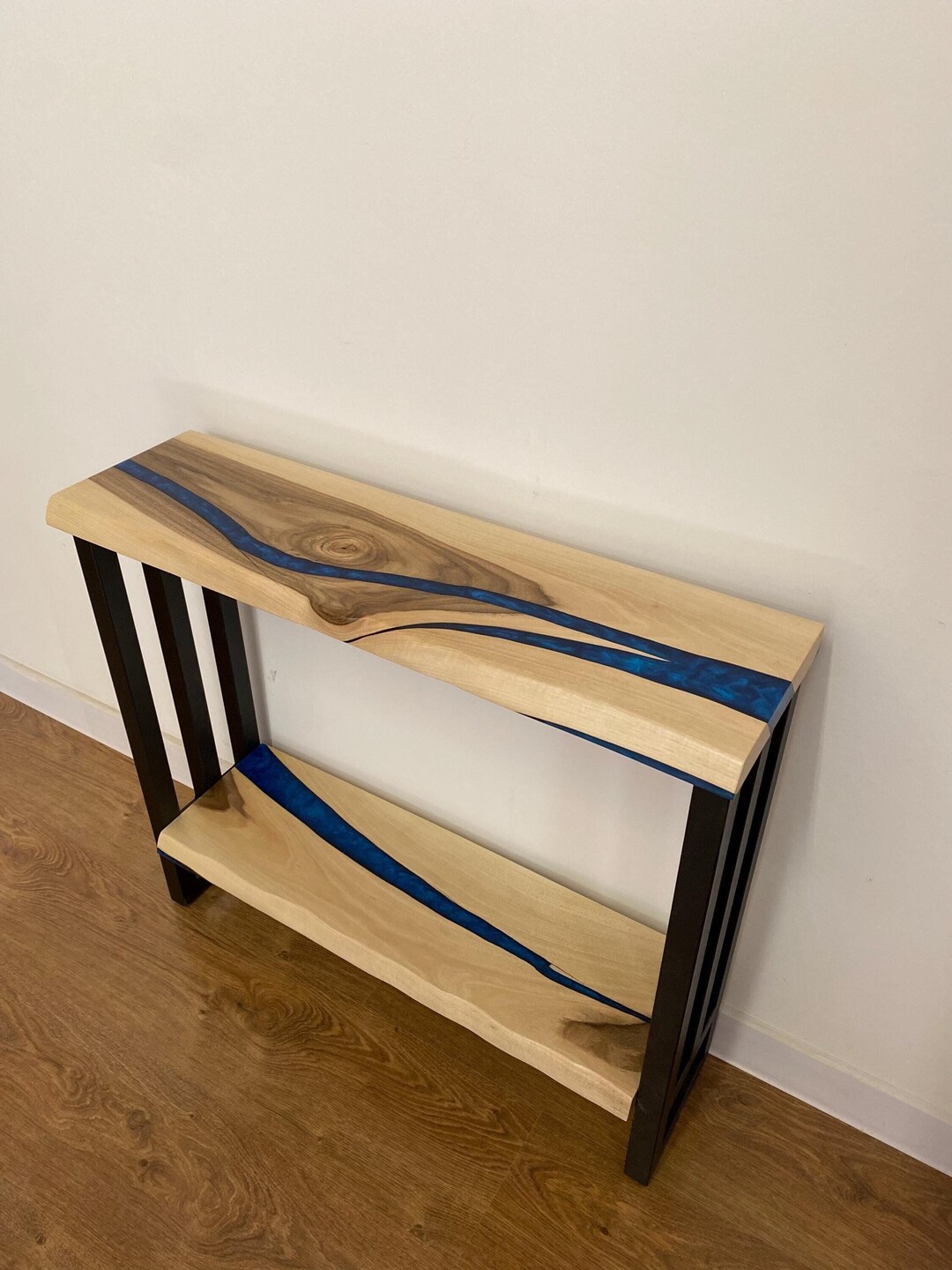 Wood Epoxy Resin Console Table, Walnut Sofa Table, Modern TV Stand ...