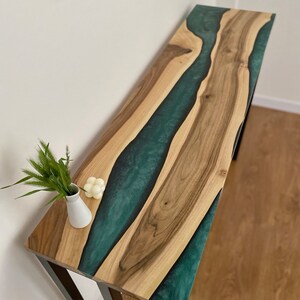 Epoxy Resin Console Table,rustic Pink Console Table,narrow Wood Console ...