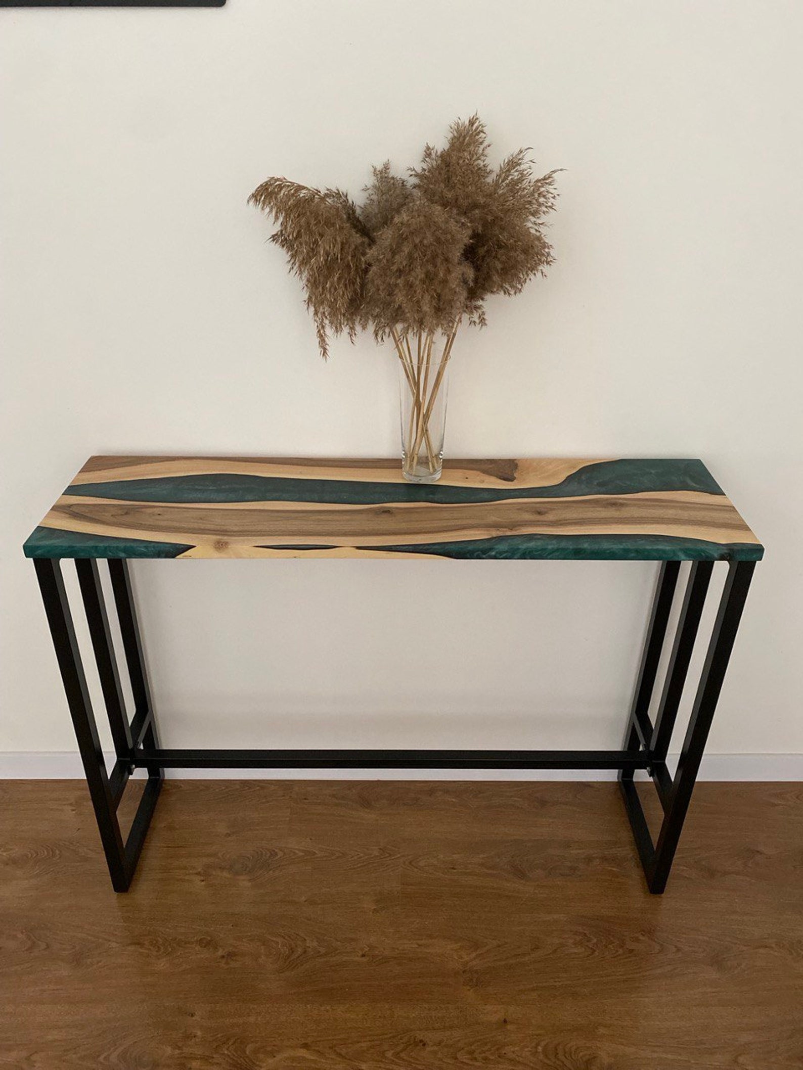 Wood Console Table, Live Edge Epoxy Resin Console Table,tv Media ...