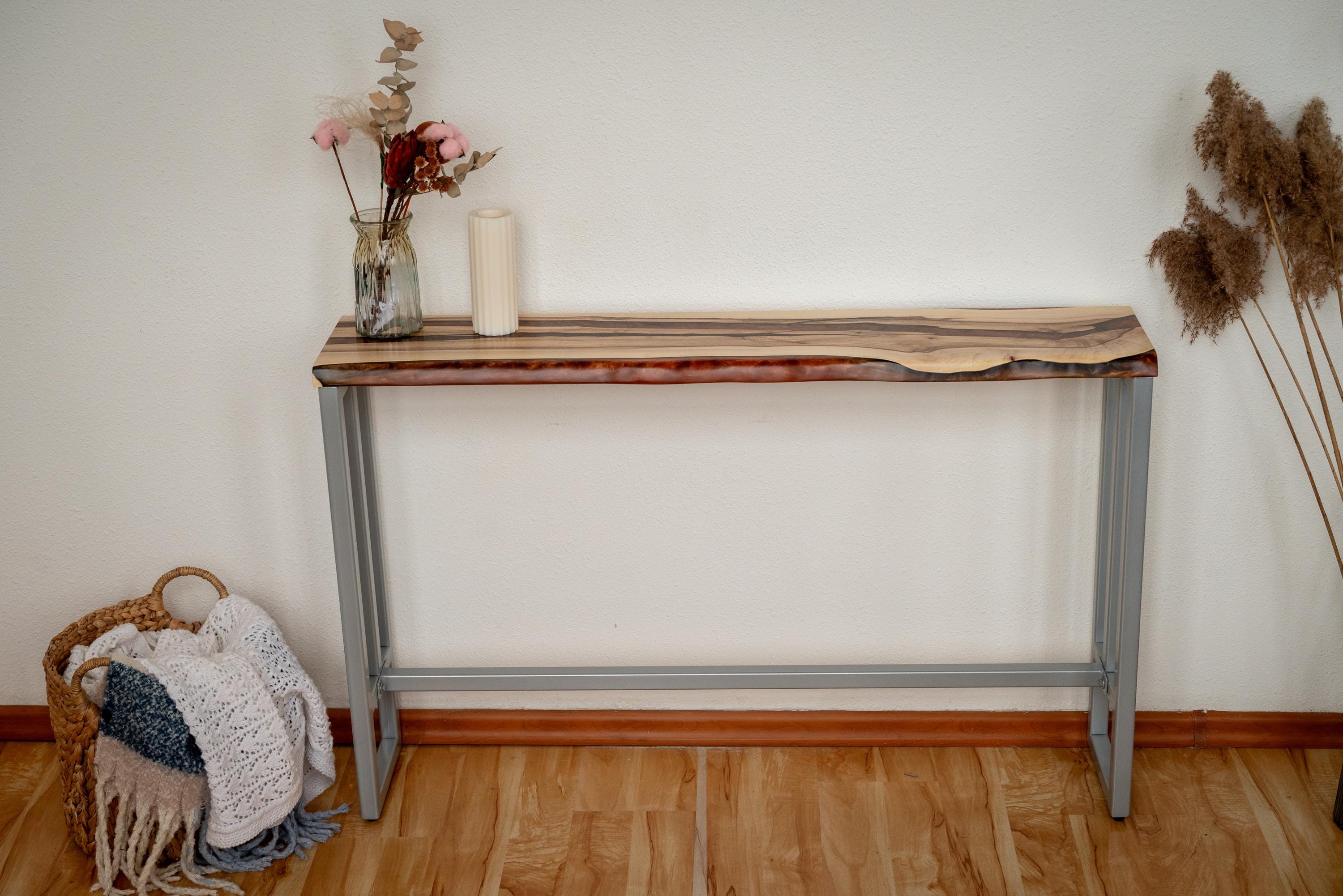 Epoxy Resin Entryway Tablelive Edge Walnut Console Table | Sofa Table ...